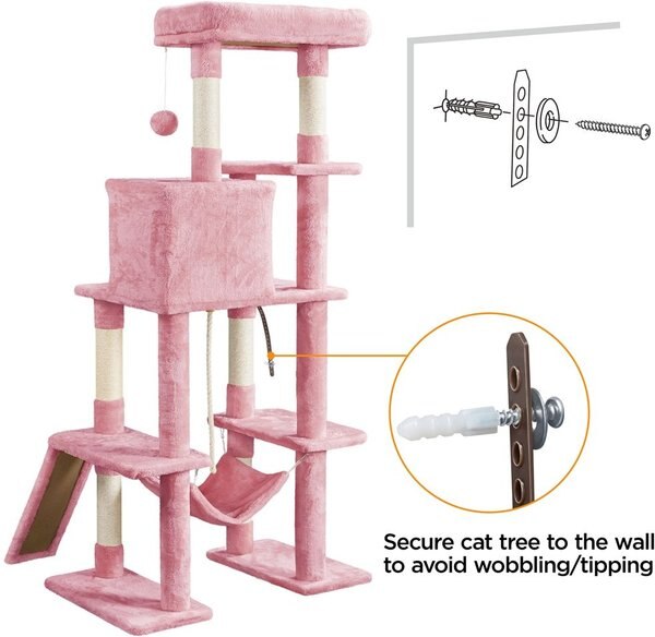 YAHEETECH Multi-Level 63-in Plush Cat Tree, Pink - Chewy.com