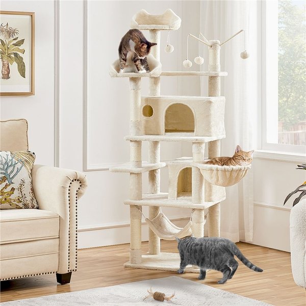 YAHEETECH 69-in Multi-Level Cat Tree, Beige - Chewy.com