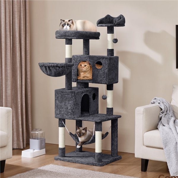 YAHEETECH Cat Scratching Tree, Navy Blue, 54-in - Chewy.com