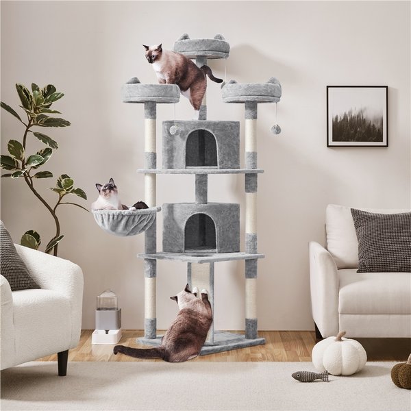 YAHEETECH 76.5-in Tree with 3 Condos Cat Tree, Large, Beige - Chewy.com