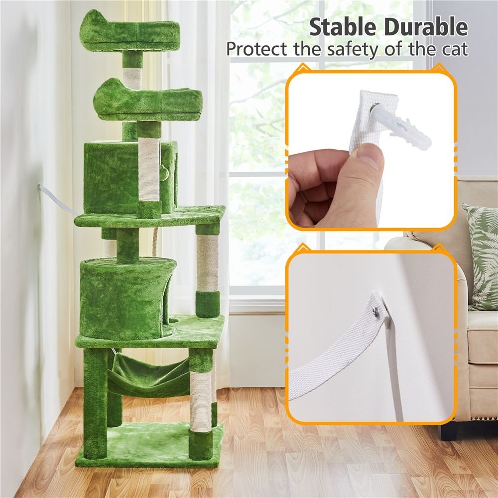 YAHEETECH 63-in Multi-Level Sisal Cat Tree, Green - Chewy.com