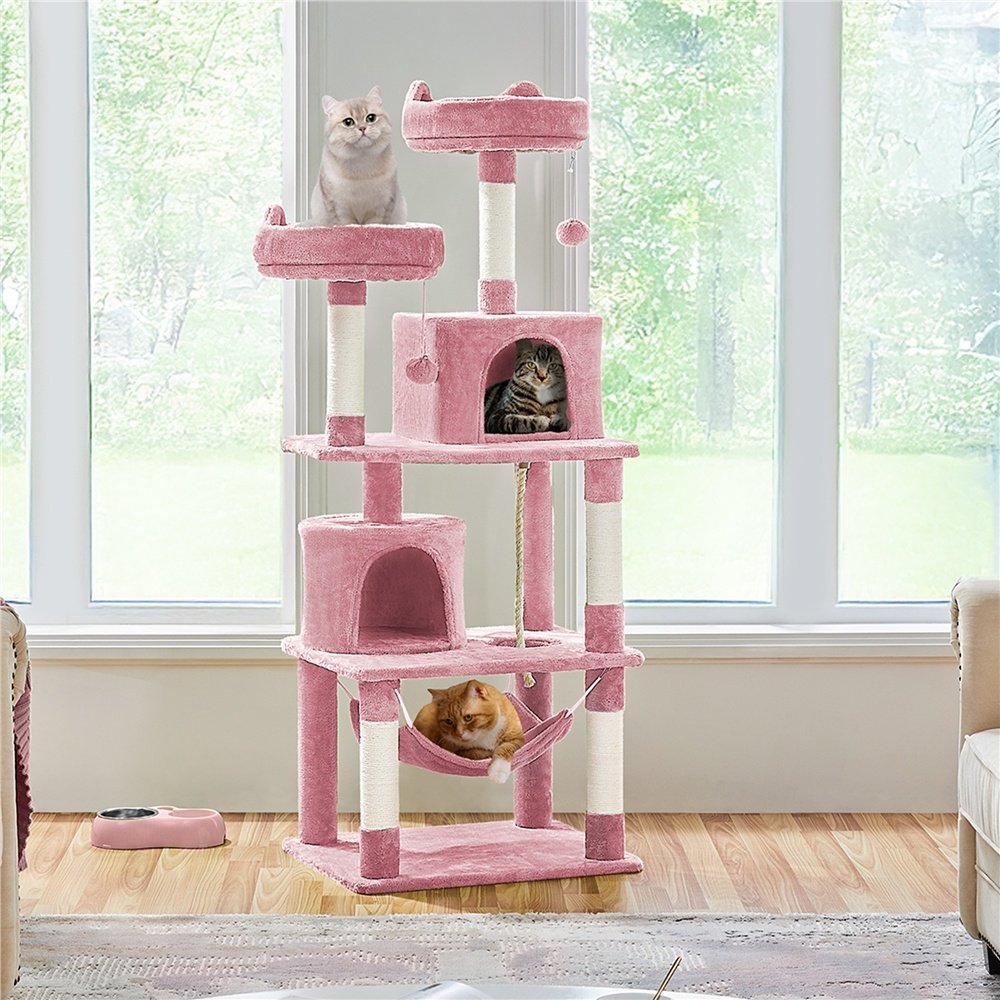 YAHEETECH 63-in Multi-Level Sisal Cat Tree, Pink - Chewy.com