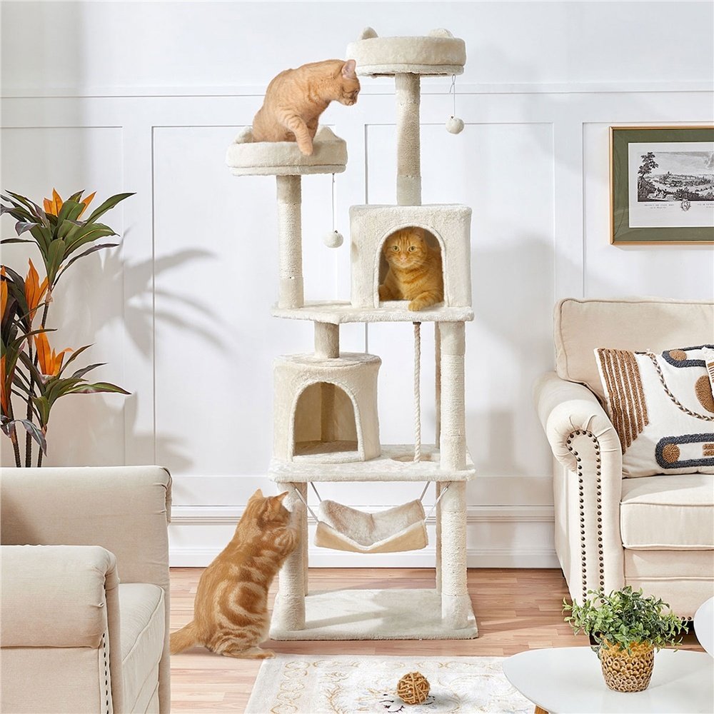 YAHEETECH 70.5-inch Multi Level Sisal Cat Tree, Beige - Chewy.com