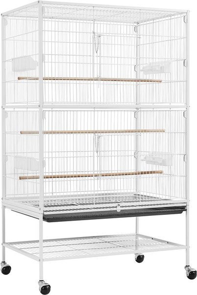 YAHEETECH Rolling Bird Cage, Hammered White, 52-in - Chewy.com