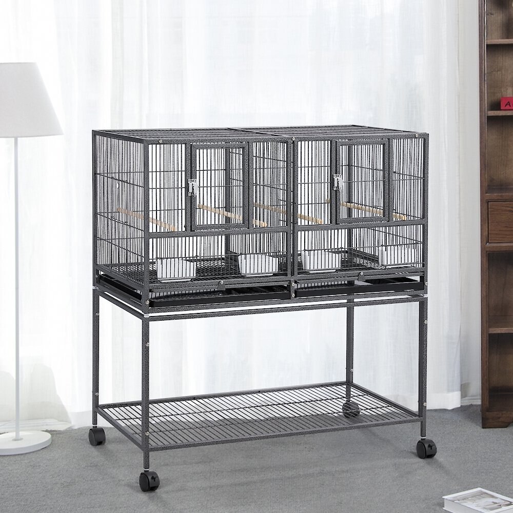 YAHEETECH Stackable Wide Divided Breeder Bird Cage, Black - Chewy.com