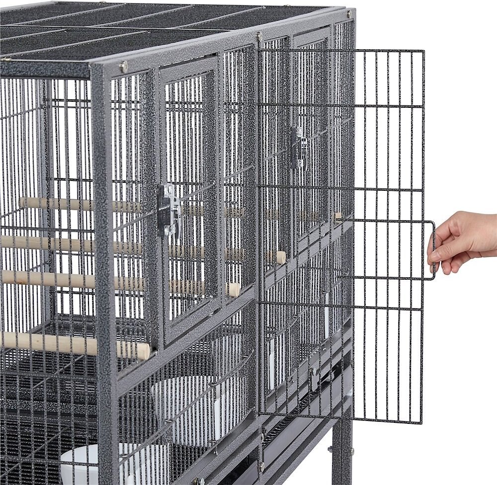 YAHEETECH Stackable Wide Divided Breeder Bird Cage, Black - Chewy.com