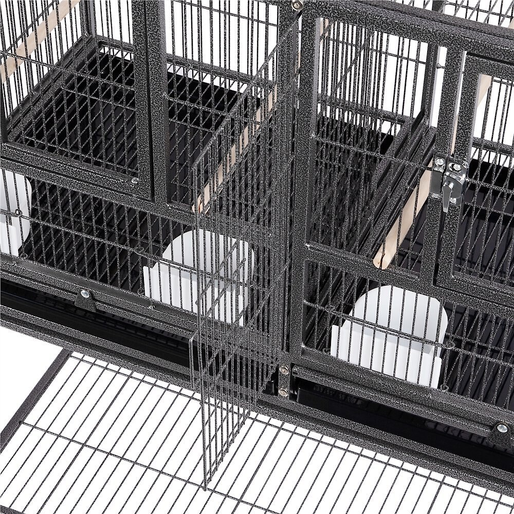 YAHEETECH Stackable Wide Divided Breeder Bird Cage, Black - Chewy.com