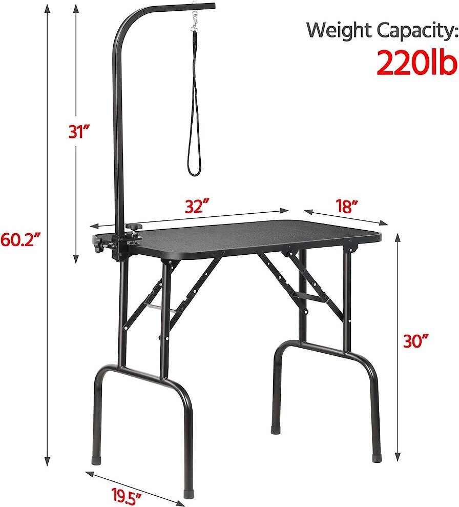 YAHEETECH Stainless Steel Dog & Cat Grooming Table, Black, 32-in ...
