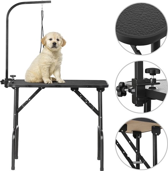 YAHEETECH Stainless Steel Dog & Cat Grooming Table, Black, 32-in ...
