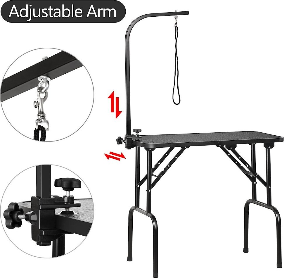 YAHEETECH Stainless Steel Dog & Cat Grooming Table, Black, 32-in ...