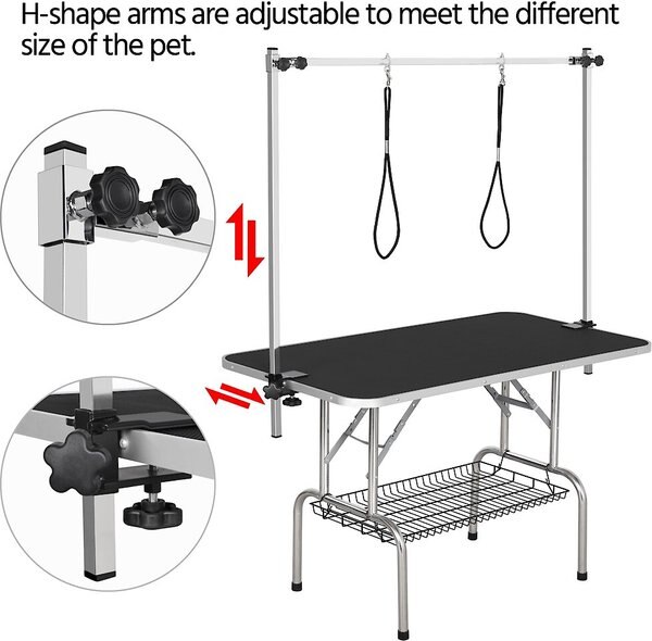 YAHEETECH Stainless Steel Dog & Cat Grooming Table, Black, 45-in ...