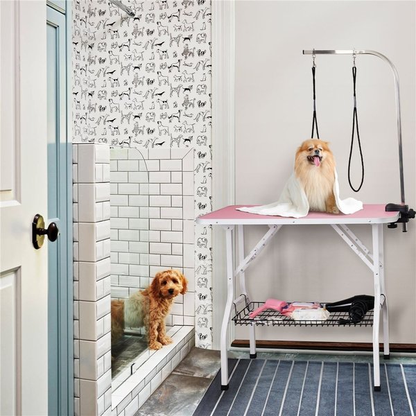 YAHEETECH Stainless Steel Dog & Cat Grooming Table, Pink, 36-in - Chewy.com