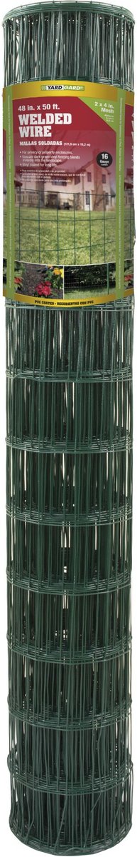 YARDGARD Welded Wire Vinyl 16-Gauge 2x4" Mesh Fence, Green, 48-in x 50 ...
