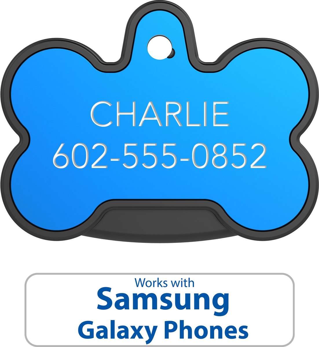 YIP Smart Tag Dog ID Tag - Works with Samsung Galaxy Phones, Bone, Blue ...