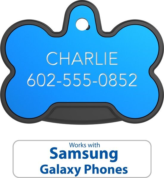 YIP Smart Tag Dog ID Tag - Works with Samsung Galaxy Phones, Bone, Blue ...