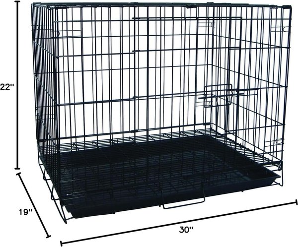 YML Collapsible Metal Small Pet Crate with Bottom Gate, Black, 30-in ...