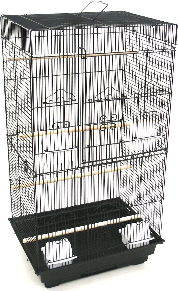 YML Tall Square Top Small Bird Cage, 18 x 14 x 34.5-in, Large, Black ...