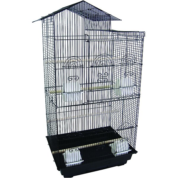 YML Tall Square Top Small Bird Cage, 18 x 14 x 34.5-in, Large, Black ...