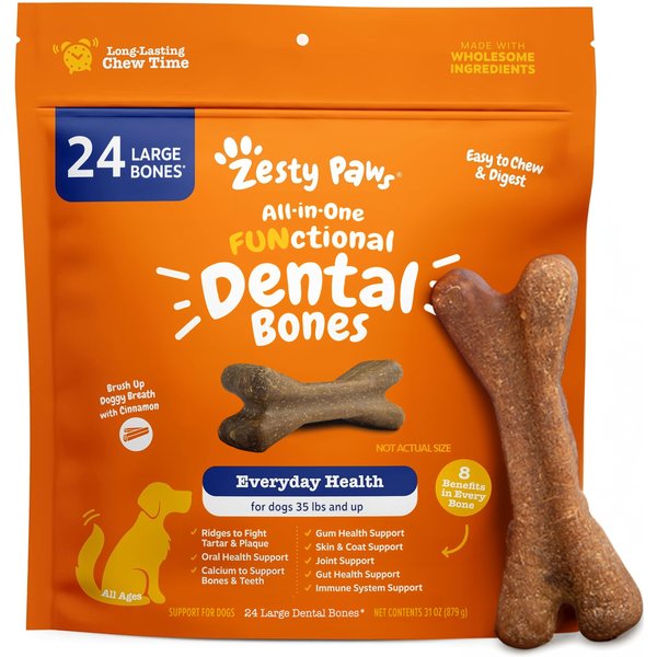 ZESTY PAWS All-in-One FUNctional Dental Bones Dental Chews for Large ...