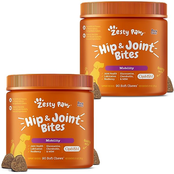 Zesty Paws Mobility Bites Hip & Joint Support Duck Flavor Chews with ...