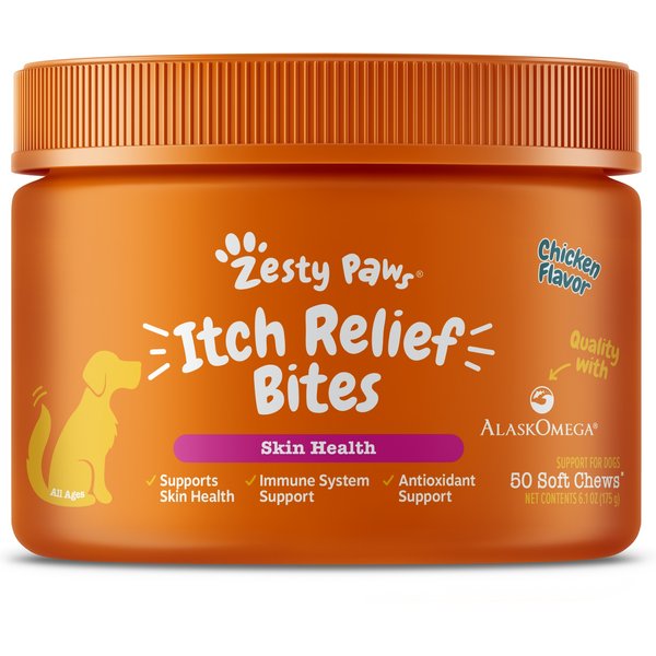 ZESTY PAWS Itch Relief Bites Chicken Flavored Soft Chews Immune ...