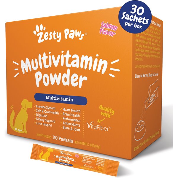ZESTY PAWS Multivitamin Powder Salmon Flavored Digestion, Mobility ...