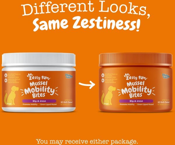 ZESTY PAWS Mussel Mobility Bites Chicken Flavored Soft Chews Hip ...