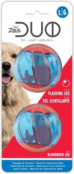 Discontinued - ZEUS Duo Ball with LED Dog Toy, 2.5-in, 2 count - Chewy.com
