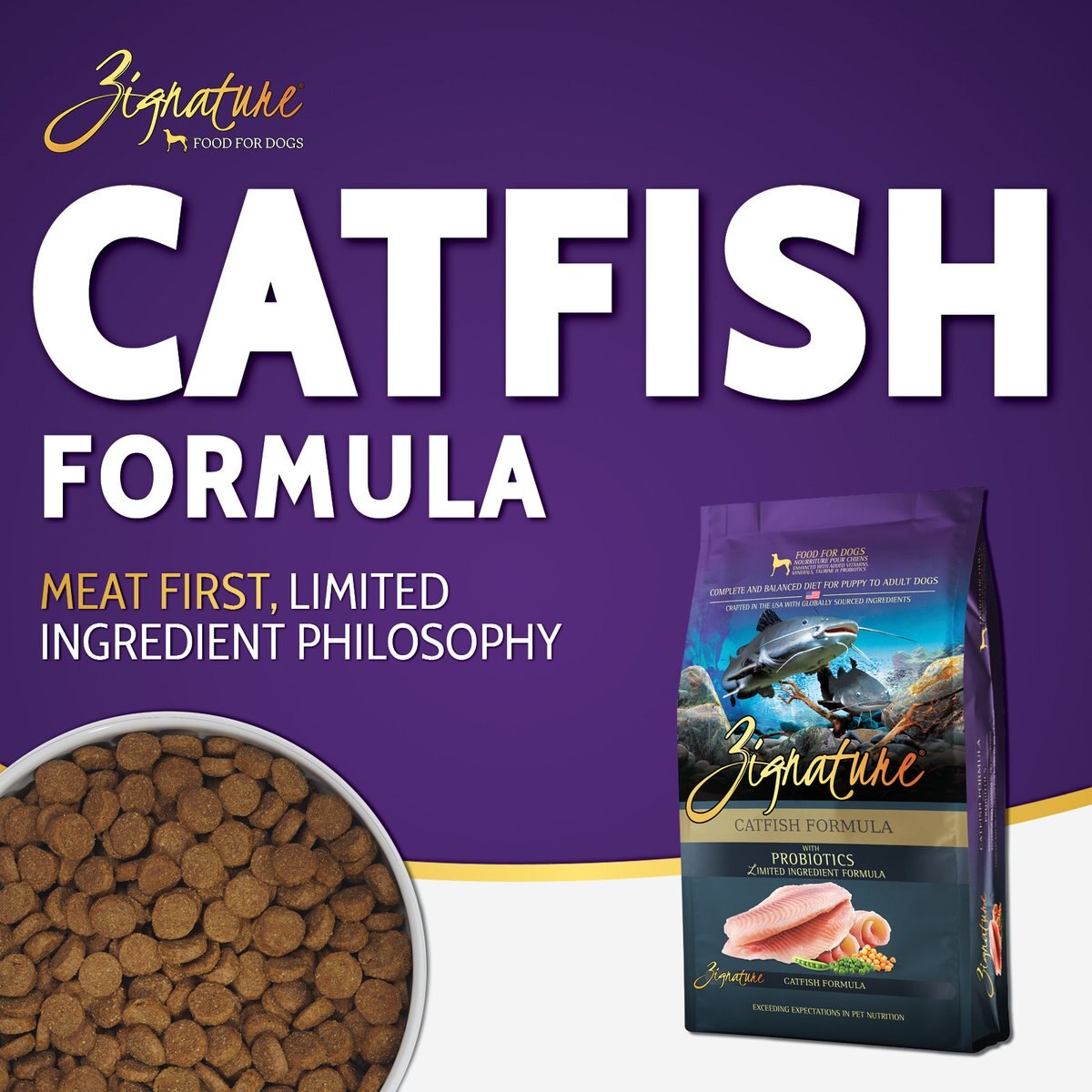 ZIGNATURE Catfish Limited Ingredient Formula Dry Dog Food, 25-lb bag ...