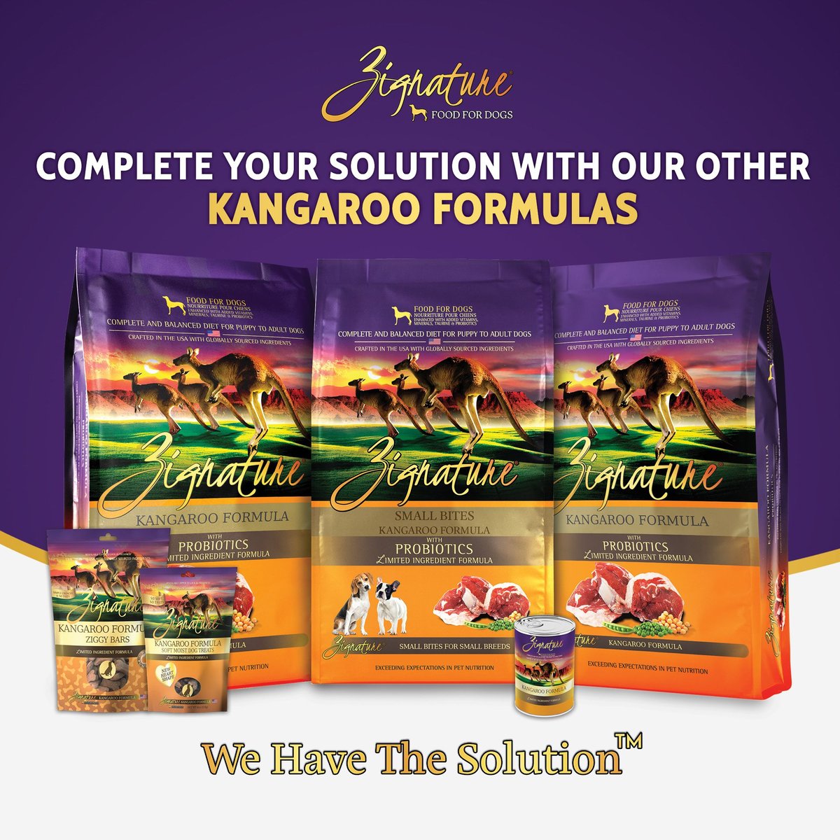 ZIGNATURE Kangaroo Formula Small Bites Dry Dog Food, 4-lb bag - Chewy.com