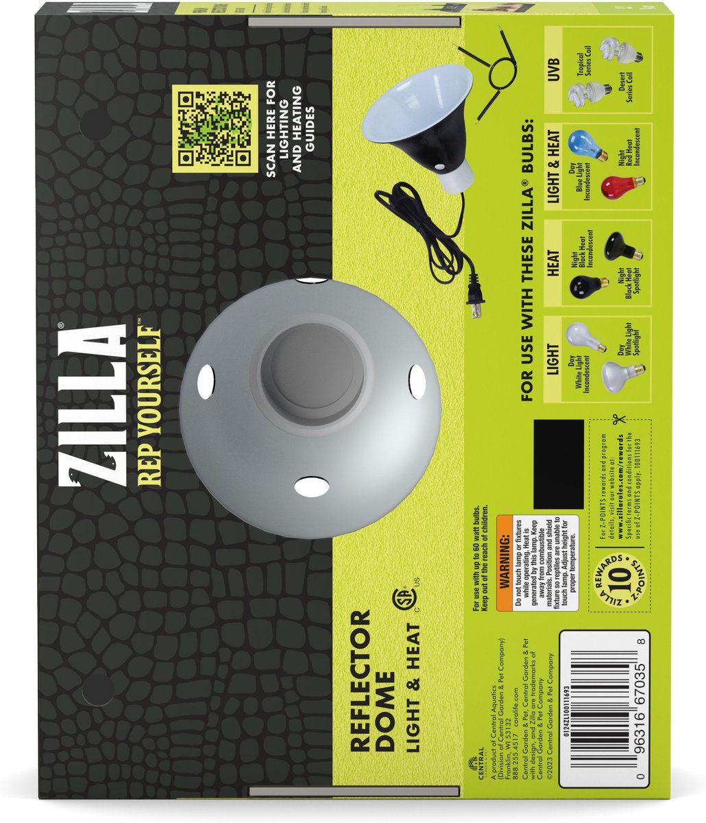 ZILLA Premium Reflector Light & Heat Black Ceramic Dome Lighting ...