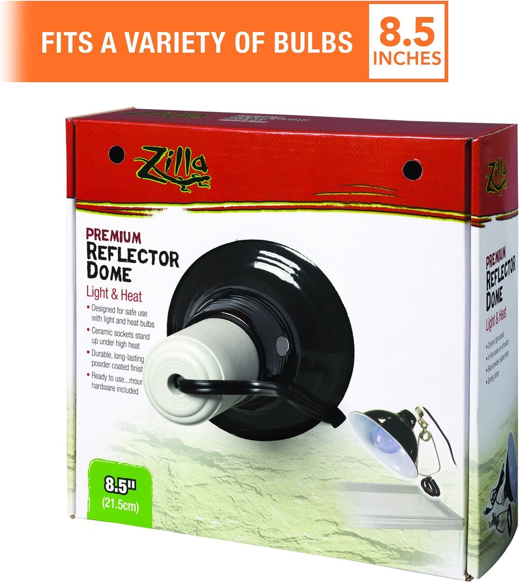ZILLA Premium Reflector Light & Heat Black Ceramic Dome Lighting ...