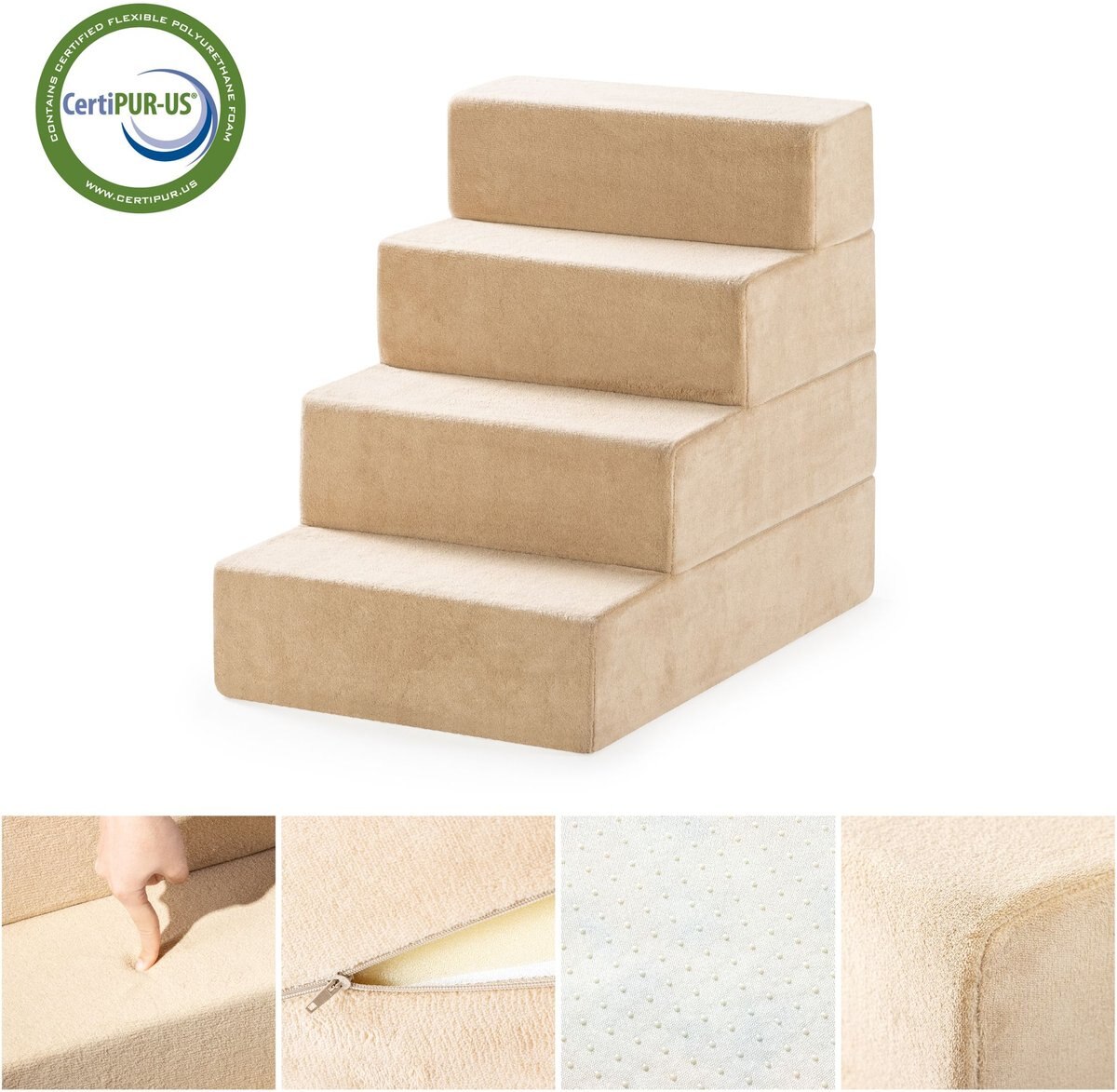 ZINUS Comfort Cat & Dog Stairs, Cream, Large, 4 Step - Chewy.com