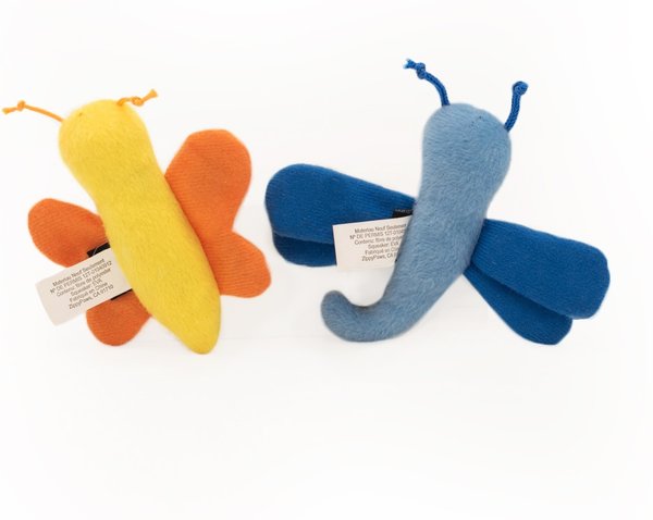 ZIPPYCLAWS Butterfly & Dragonfly Cat Plush Toy with Catnip, 2 count ...