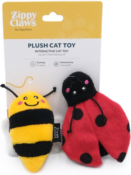 ZIPPYCLAWS Ladybug & Bee Cat Plush Toy with Catnip, 2 count - Chewy.com