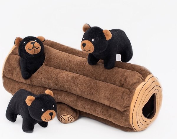 ZIPPYPAWS Zippy Burrow Black Bear Log Plush Dog Toy - Chewy.com