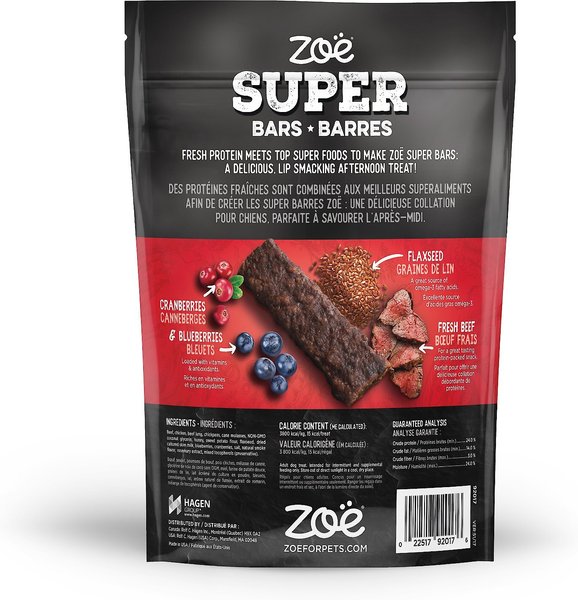 Discontinued - ZOE Super Bar Beef Recipe Grain-Free Dog Treats, 6-oz ...