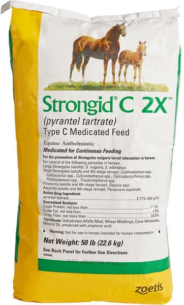ZOETIS Strongid C 2X Pyrantel Tartrate Horse Dewormer, 50-lb bag ...