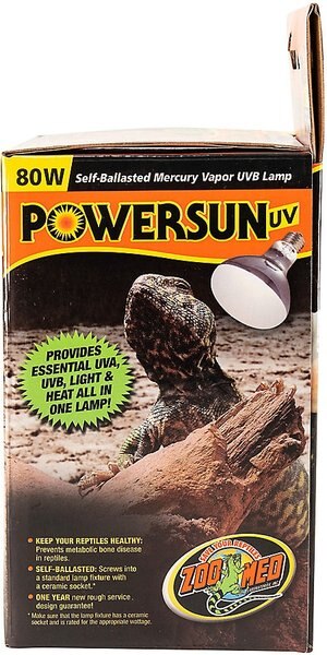 ZOO MED PowerSun UV Self-Ballasted Mercury Vapor UVB Reptile Terrarium ...