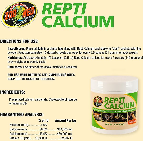 ZOO MED Repti Calcium with D3 Reptile Supplement, 3-oz jar - Chewy.com