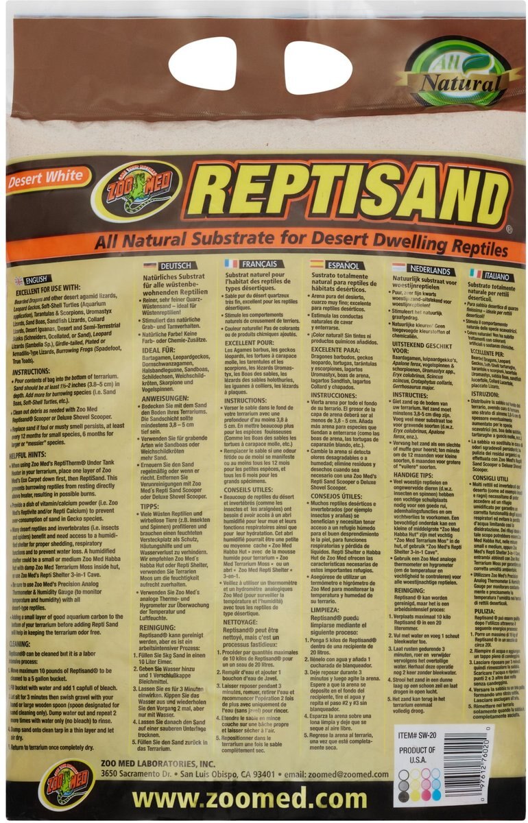 ZOO MED ReptiSand Reptile Sand, Desert White, 20-lb bag - Chewy.com