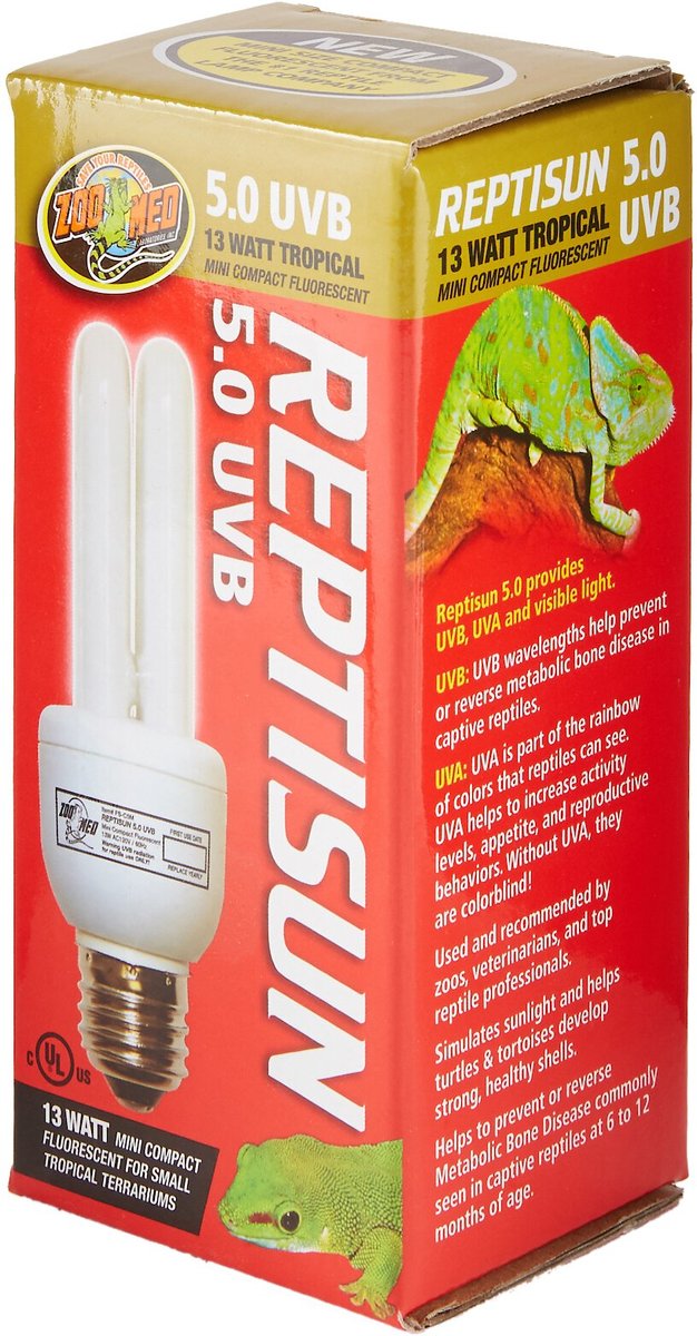 ZOO MED ReptiSun 5.0 UVB Compact Fluorescent Reptile Lamp, 13-Watt ...