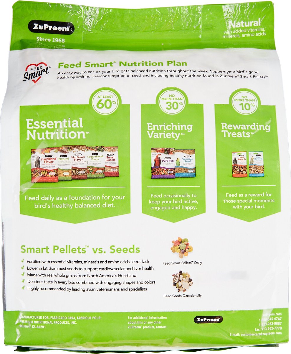 ZUPREEM Natural Smart Pellets Bird Food, 2.5-lb bag - Chewy.com