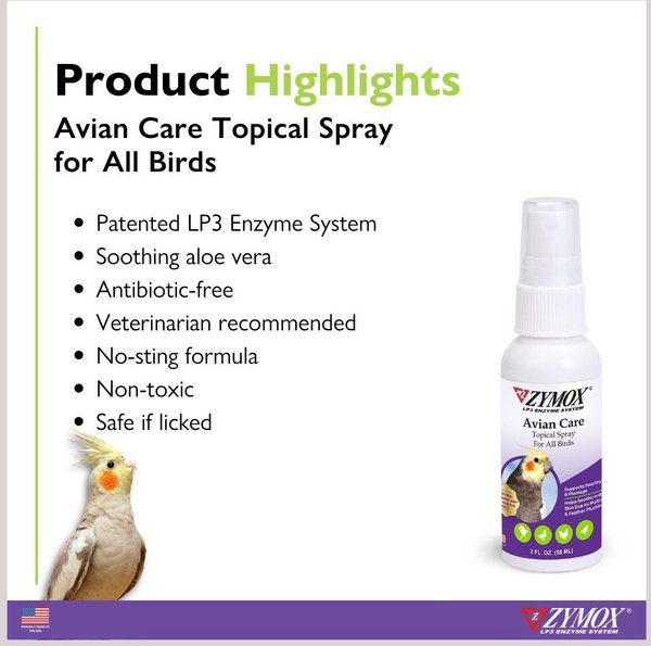 ZYMOX Avian Care Topical Skin Spray, 2-fl oz bottle - Chewy.com