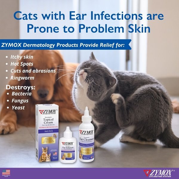 ZYMOX Enzymatic Kitten & Cat Ear Solution with 0.5% Hydrocortisone, 1. ...
