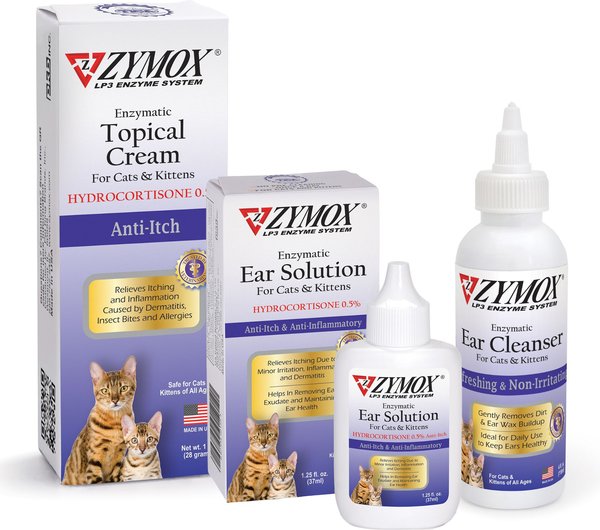 ZYMOX Enzymatic Kitten & Cat Ear Solution with 0.5% Hydrocortisone, 1. ...