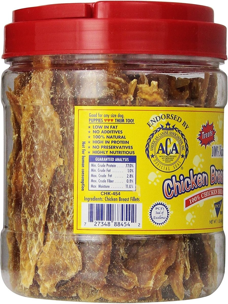 PET CENTER Sliced Chicken Breast Tenders Dog Treats, 2-lb jar - Chewy.com