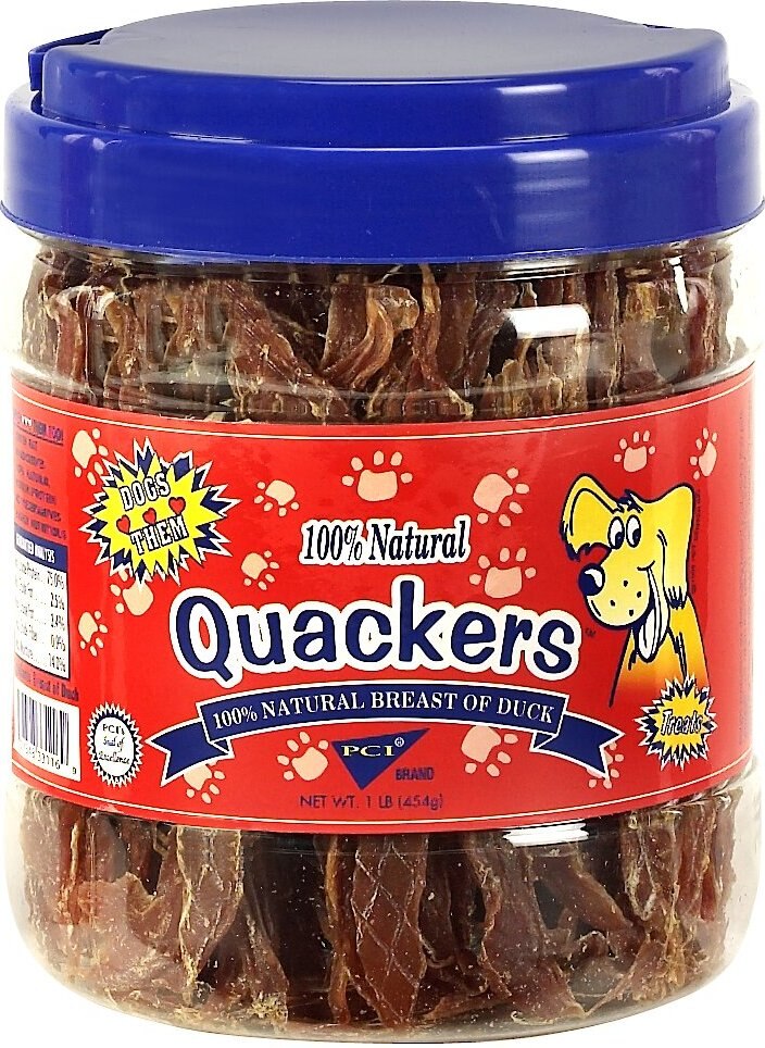 PET CENTER Quackers Duck Breast Dog Treats, 1-lb jar - Chewy.com