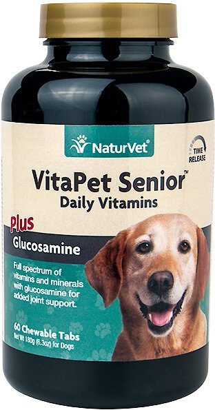 NATURVET VitaPet Senior Daily Vitamins Plus Glucosamine Dog Supplement ...