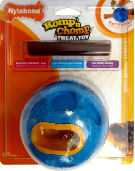 NYLABONE Romp 'n Chomp Rubber Ball with Treat Dog Toy - Chewy.com